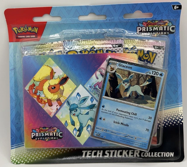 POKÉMON S&V: PRISMATIC Evolutions Glaceon Tech Sticker Collection ...