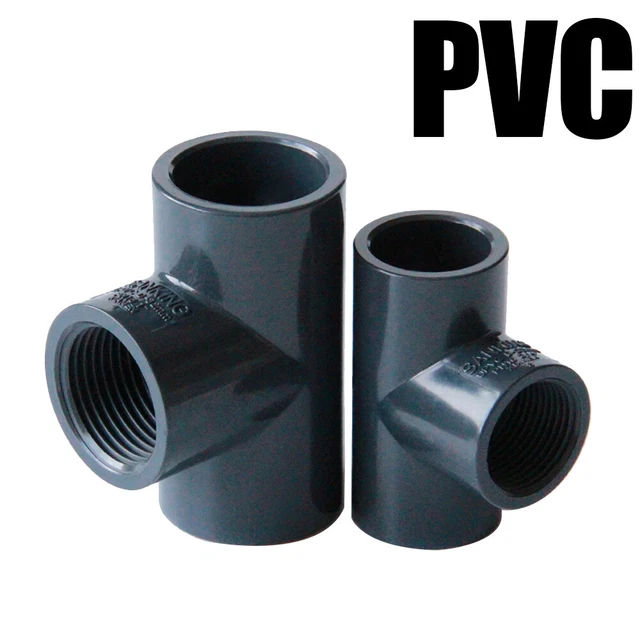 20-63MM PVC TEE Pipe Fitting Female Thread Coupling Adapter Black ...