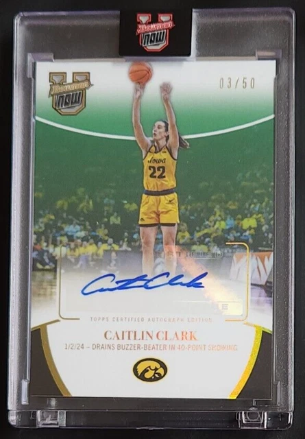 CAITLIN CLARK COLLEGIATE Campaign Bowman U Now Auto /50 Buzzer-Beater ...