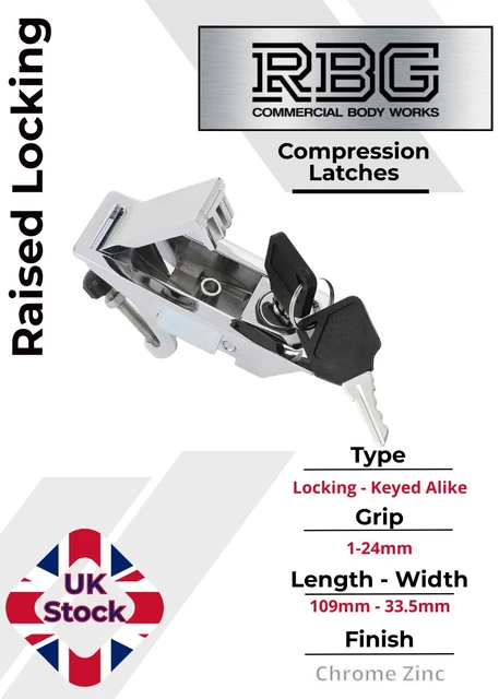 COMPRESSION LATCH RAISED Lock Trigger Chrome Horsebox, Trailer ...