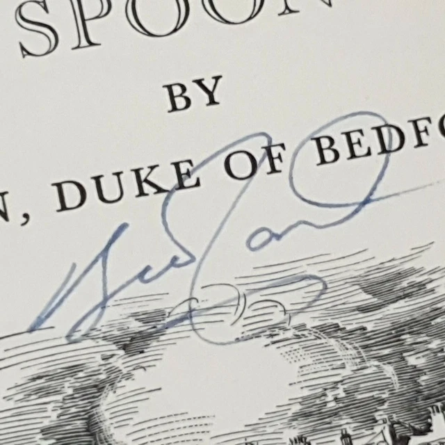 RARE HRH DUKE Bedford Royalty Signé Autographe Livre une Argent Plaqué ...