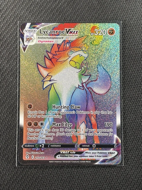 POKEMON CARD - Rainbow Rare Lycanroc VMAX Evolving Skies Full Art Holo ...