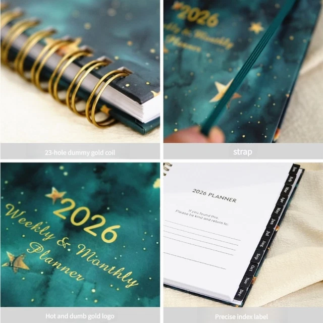 2026 HARD COVER Calendar Planner Schedule Planner Notebook Weekly ...