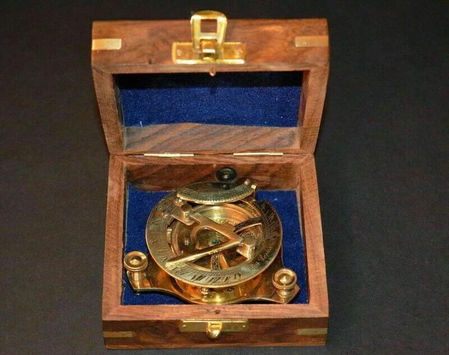 MESSING SONNENUHR KOMPASS Maritim Marine Kompass mit Holzbox 20 Stück EUR 242,46 - PicClick DE