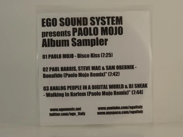 AA.VV EGO SOUND SYSTEM/PAOLO MOJO (H1) 3 Track Promo CD Single White ...