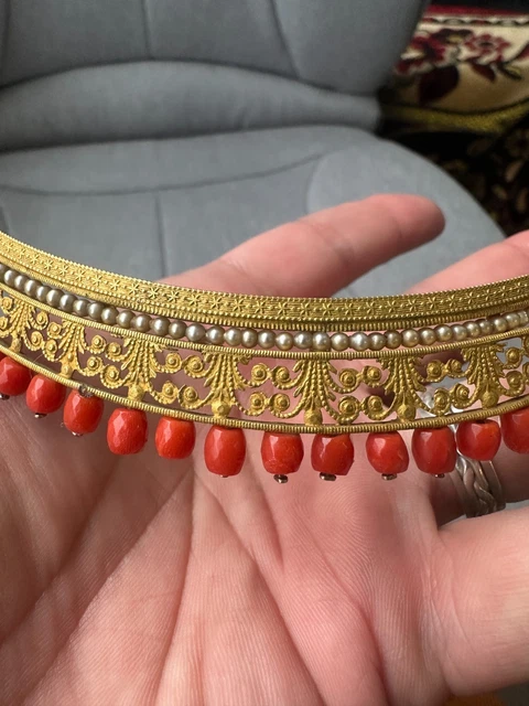 PEIGNE DIADÈME EMPIRE 19e siècle corail coral comb tiara peineta 15 cm ...