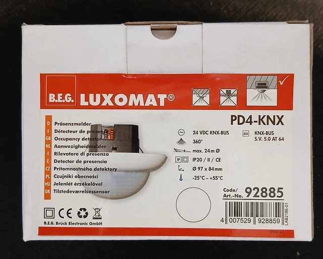 KNX PRÄSENZMELDER B.E.G. LUXOMAT PD4-KNX Bewegungsmelder EUR 39,00 ...
