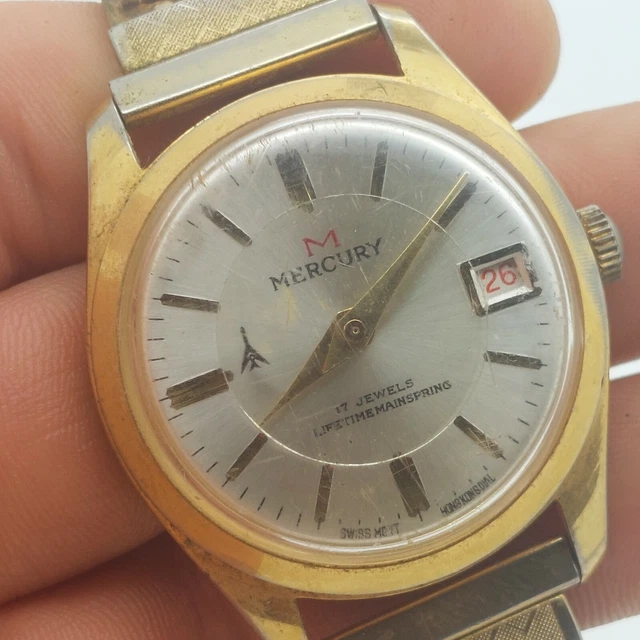 RARE VINTAGE MERCURY Watch Wristwatch 17 Jewels Mystery Space Ship Wind ...