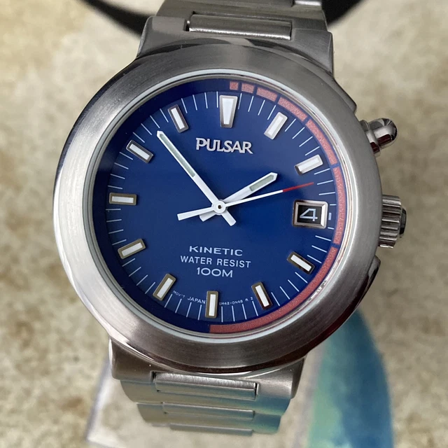 OROLOGIO PULSAR KINETIC 5M42 Da Uomo Vintage Anni '90 Quadrante Blu ...