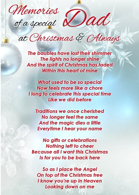SPECIAL DAD AT Christmas Memorial Graveside Poem Card & Ground Stake ...