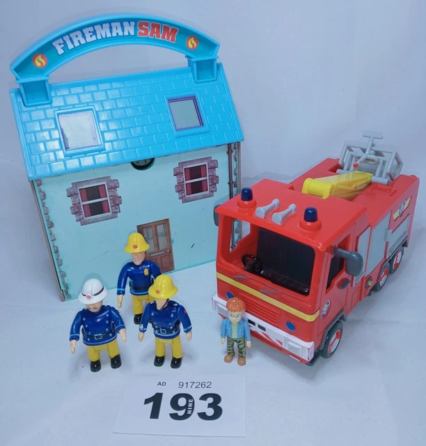 FIREMAN SAM JUPITER Fire Engine With Sounds, Figures And House Play Set ...