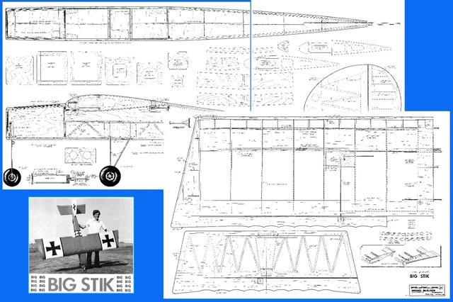 MODEL AIRPLANE PLANS (RC): Giant BIG UGLY STIK Aerobatic 100" 40-60cc w ...