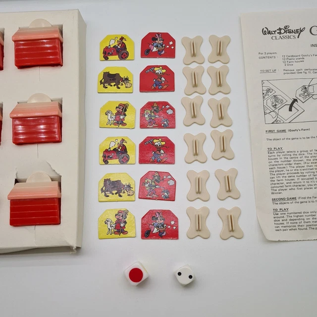 VINTAGE WALT DISNEY’S Goofys Farm memory pairs board game toy. 1987 ...