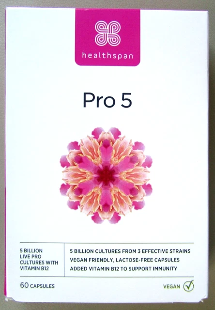 HEALTHSPAN PRO 5. 60 Capsules. Live Cultures. Immune Support. Expiry 11 ...