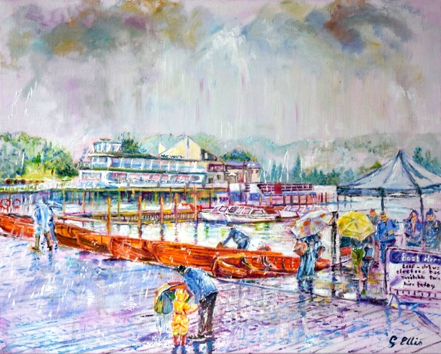 ORIGINAL LANDSCAPE OIL painting Windermere, Lake District, signed G ...