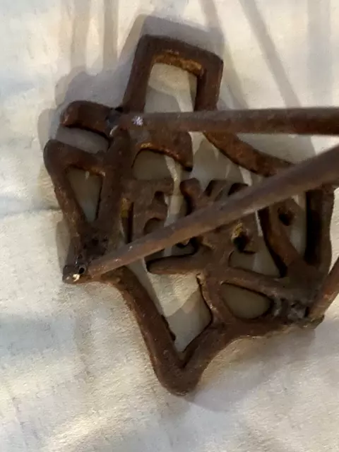 RARE ANTIQUE CATTLE Branding Cast Iron State of Texas Western Americana ...