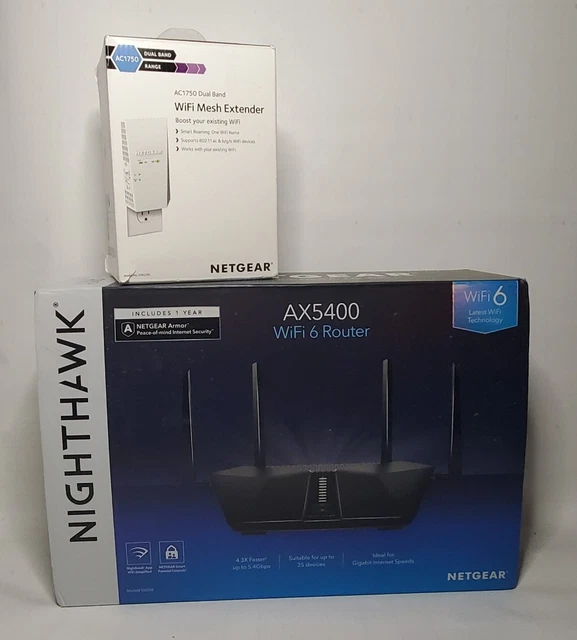 NETGEAR - NIGHTHAWK AX5400 Dual-Band Wi-Fi 6 Router & AC1750 WiFi mesh ...