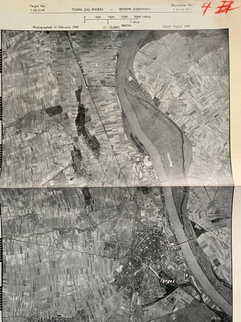 ORIGINAL WW2 RAF/ usaaf bombing raid target map worms germany 1944 EUR ...