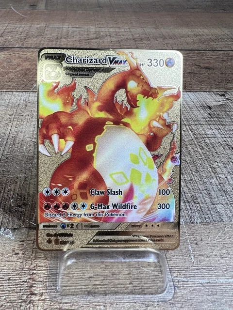 RARE CHARIZARD VMAX 020/189 Gold Metal Card Pokémon fan Art Handmade ...