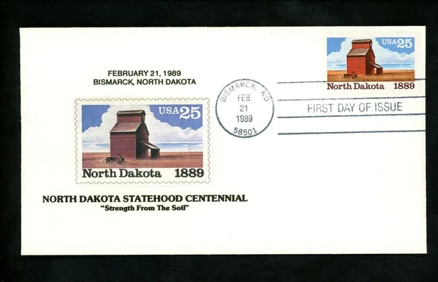 US FDC #2403 Key Kachet 1989 Bismarck ND 1989 North Dakota Statehood ...