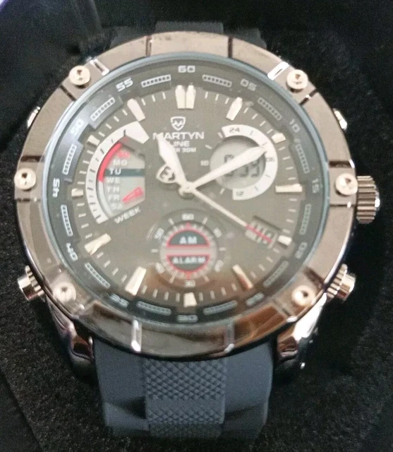 MARTYN LINE DUAL Time Watch, Chronograph Waterproof, New In Box $204.53 ...