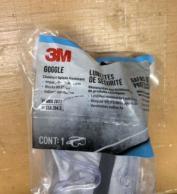 3M SPLASH SAFETY Goggles with Clear Frame and Anti-Fog Lens (BULK LOT ...