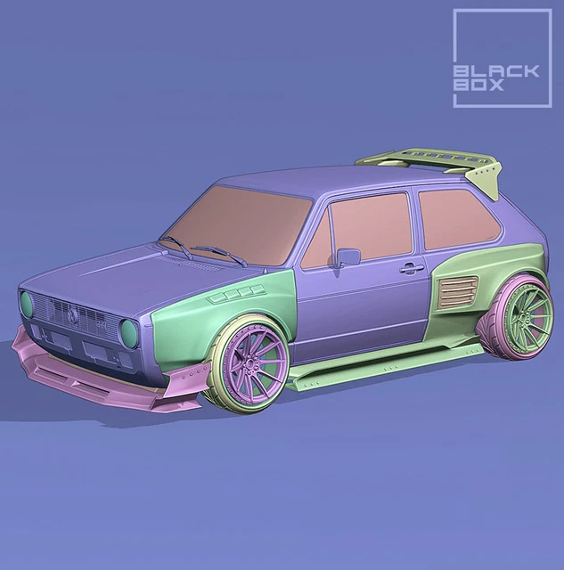 VOLKSWAGEN GOLF MK1 Widebody kit Resin scale model cars 1/24 for Revell ...