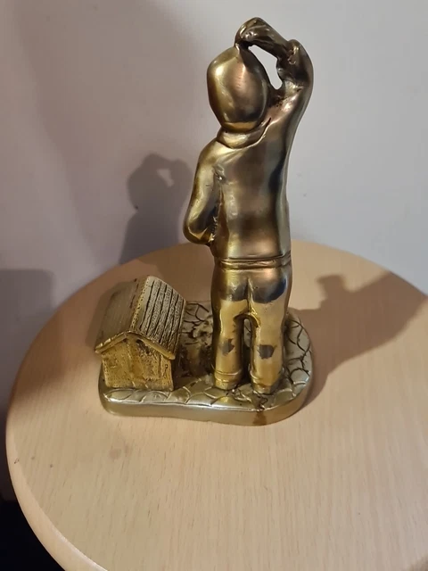 SOLID HEAVY BRASS Man And Two Dogs Collectable EUR 29,24 - PicClick IT