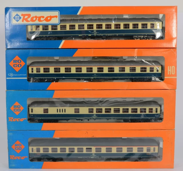 4X ROCO HO DB EXPRESS COACHES incl's 44390 NEM CLOSE COUPLINGS EXC. TO ...