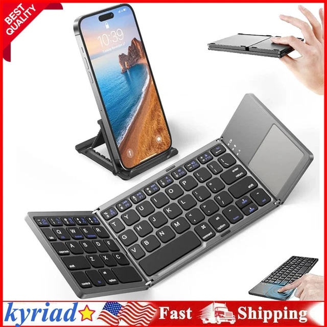 PORTABLE FOLDABLE WIRELESS Keyboard with Integrated Touchpad Perfect ...