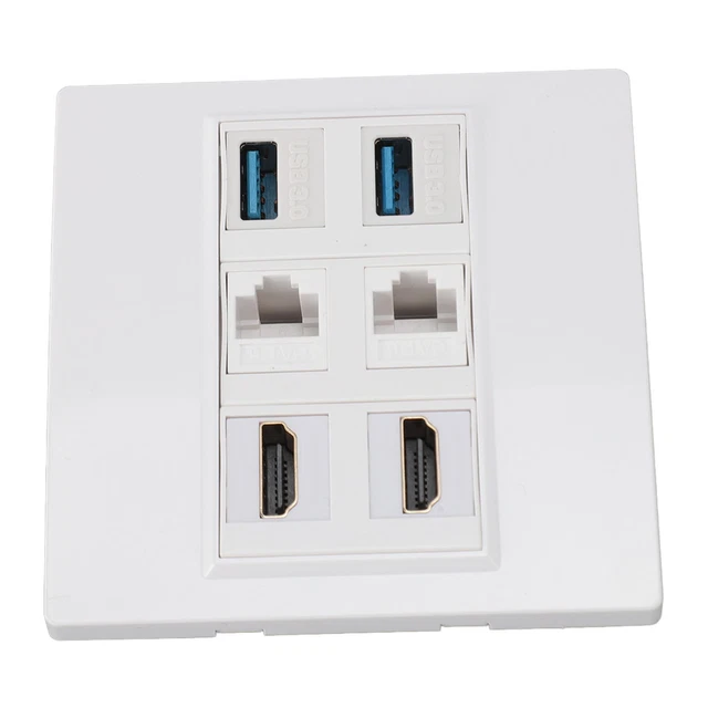 6 PORT MULTIMEDIA Wall Plate 5Gbps 4K 60HZ HD Multimedia Interface Cat6 ...