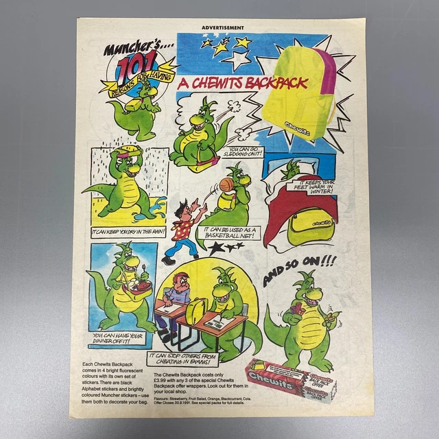 CHEWITS BACKBACK MUNCHER Chewie The Chewitsaurus 1990 Vintage Retro ...