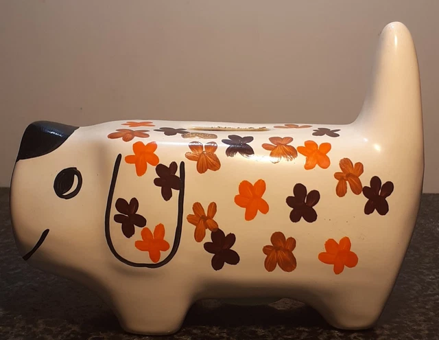 VINTAGE ARTHUR WOOD pottery Mid century modern style Dog money box 7 ...
