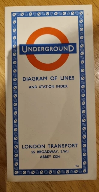 LONDON UNDERGROUND TUBE Map: Diagram Of Lines And Station Index (1965 ...