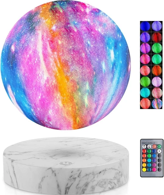 LEVITATING 3D MOON Lamp 16 Colors Magnetic Marble Base Night Light £178 ...