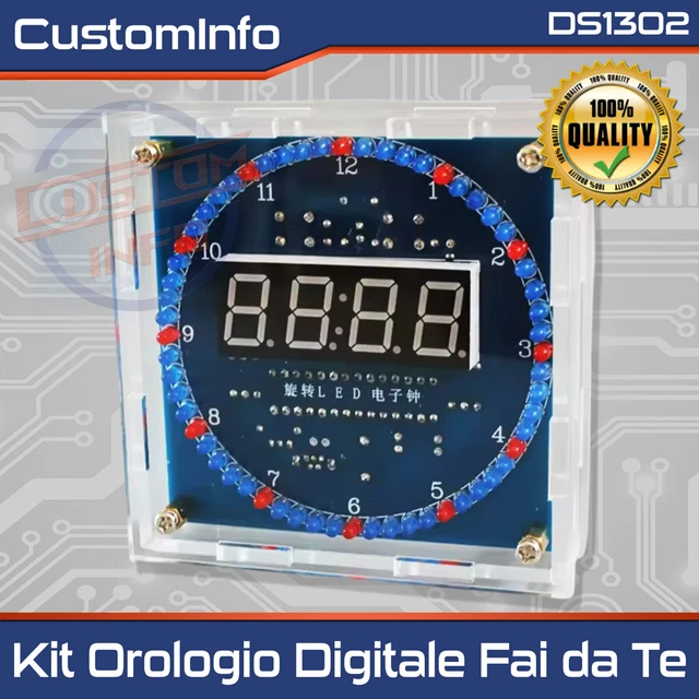 KIT OROLOGIO LED Rotante DS1302 con Allarme per Scheda SCM 5V Fai-da-te ...