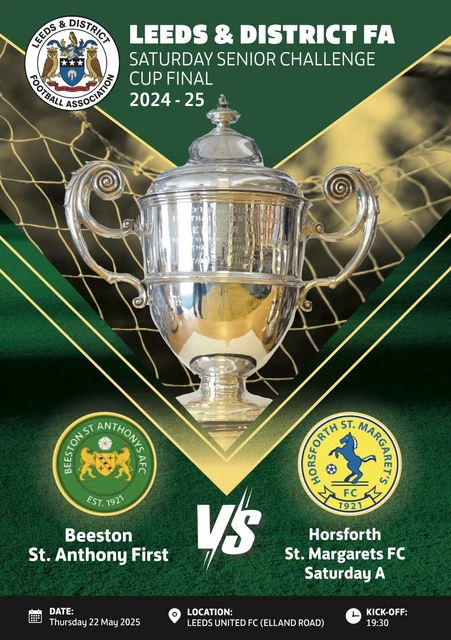 LEEDS FA SATURDAY Senior Challenge Cup Final @Elland Road Thursday 22nd ...