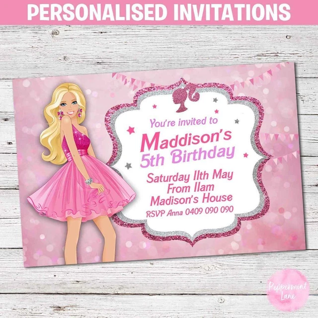 'YOU PRINT' PERSONALISED BARBIE Birthday Party Invitation Invite ...