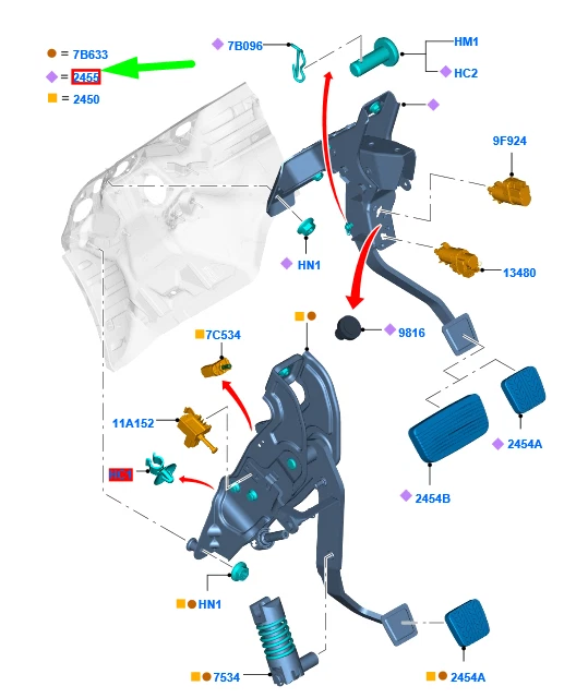 FORD RANGER T6 MK1 Brake Pedal Assy LHD AB31-2L388-DE 1727344 NEW ...