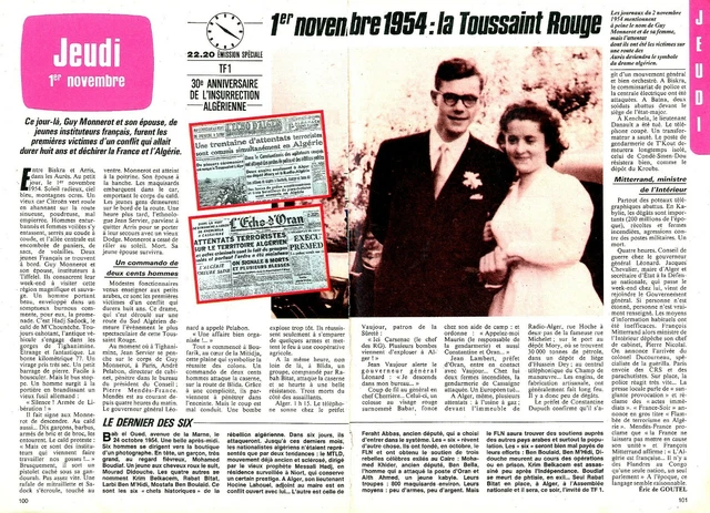 COUPURE DE PRESSE Clipping 1984 Insurrection Algérienne le 01/11/54 (2 pages) EUR 5,00 - PicClick FR