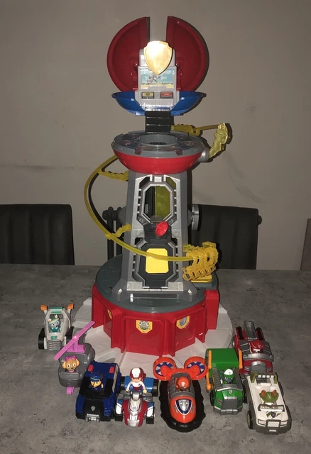 PAW PATROL MIGHTY Pups Lookout Tower Lights Sounds 8 Vehicles & Pups 4 ...