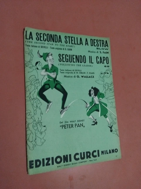 PETER PAN WALT Disney La Seconda Stella A Destra Spartito Sheet Music ...