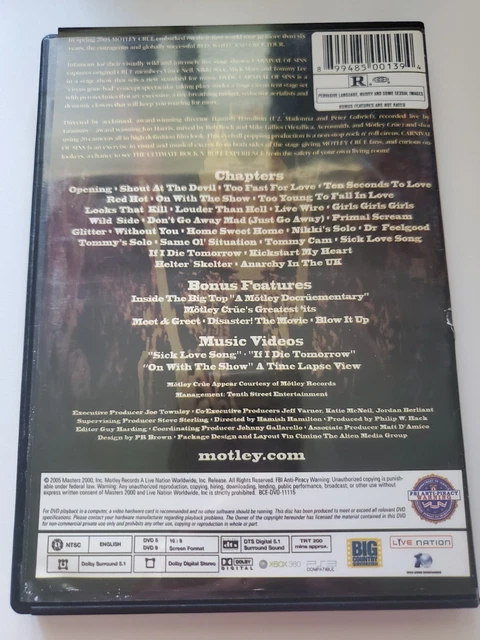 MOTLEY CRUE: CARNIVAL of Sins DVD Masters 2000 $9.00 - PicClick CA