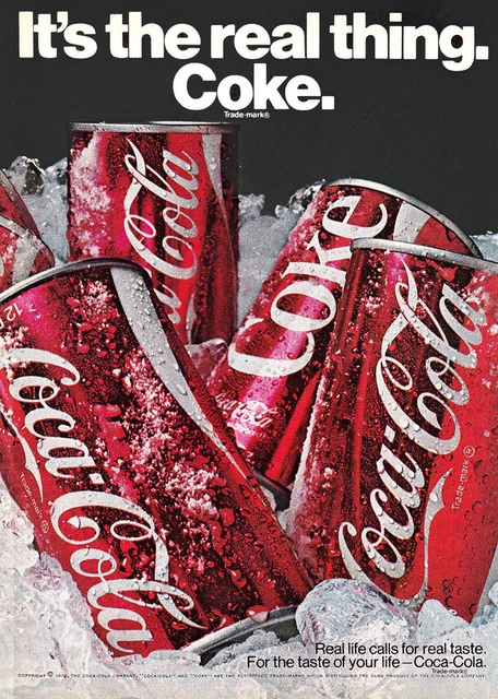 1970 COCA COLA: It's the Real Thing Cola Vintage Druck Anzeige EUR 7,38 ...