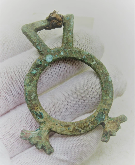 A7 AN ANCIENT Viking Artefact Four Raven Heads Bronze Warriors Amulet ...