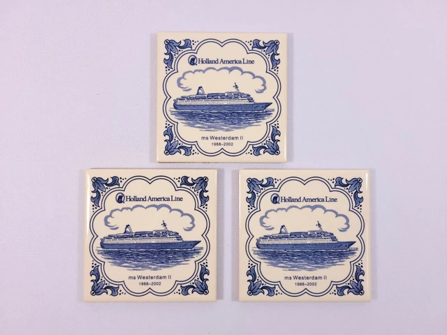 HOLLAND AMERICA CRUISE Line Coaster Tile, ms Westerdam II, 2, 1988-2002 ...