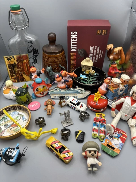 JUNK DRAWER LOT toys PVC Figure Tin Toy Bottle Game Ring Cars $9.00 ...