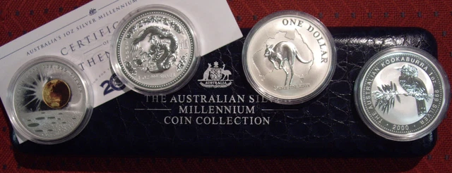 AUSTRALIA 2000 MILLENNIUM Collection 1 Dollar Silver 1oz Proofs 4 Coin ...