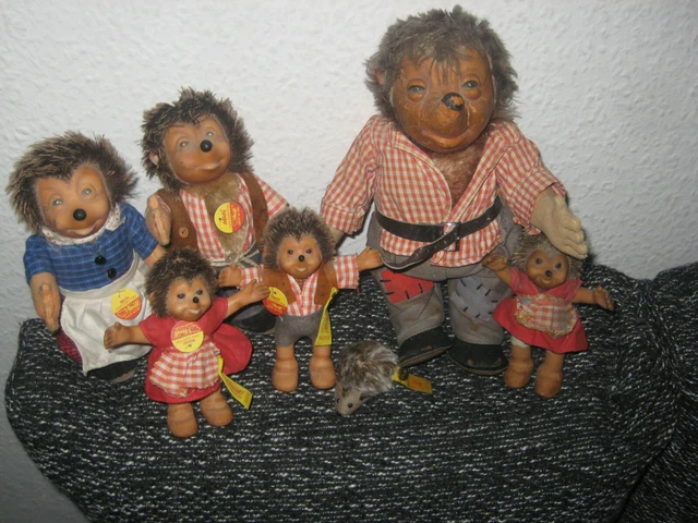 STEIFF MECKI FAMILIE 7 Igel Steifffiguren Igelfamilie Micki Macki Mucki ...