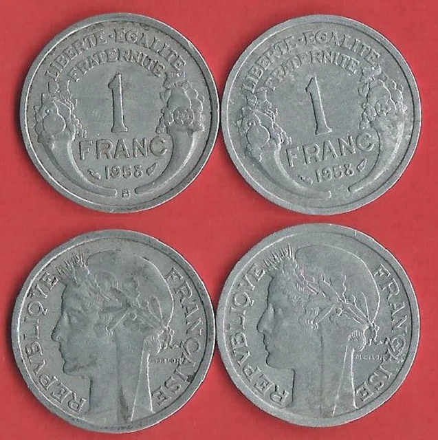 1 FR RÉPUBLIQUE 1958 et B SERIE COMPLETE 2 PIECES ETAT VOIR PHOTO ET ...